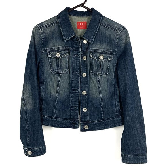 Elle | Jackets & Coats | Elle Jean Jacket Medium Indigo Demin Medium ...